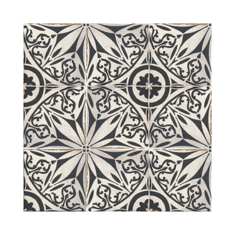 Sicily Lucca Black And White Geometric Patterned Matte Porcelain Wall ...