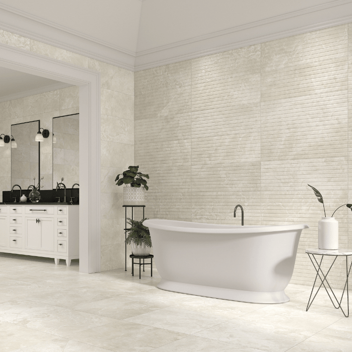 Vitacer Melisandre Pearl Cream Stone Effect Matte Porcelain Wall and F ...